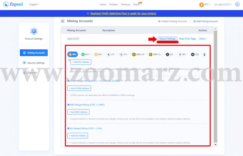 استخر F2pool | آموزش استخر F2pool - آموزش اتصال به استخر f2pool | زوم ارز